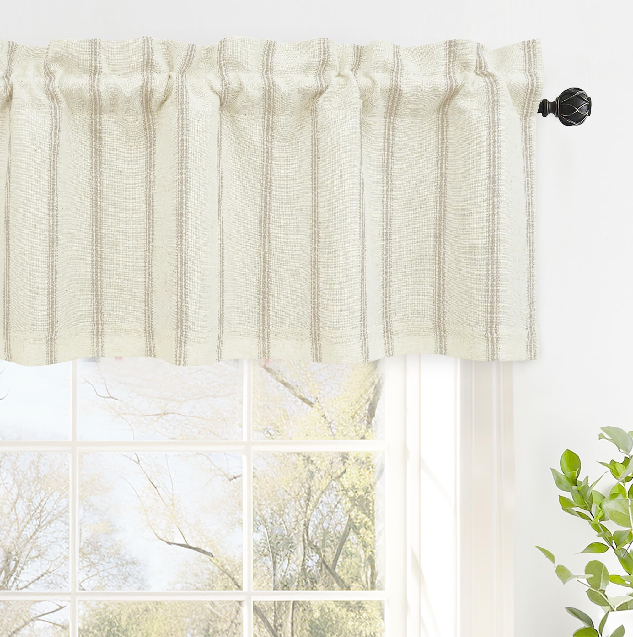 DriftAway Farmhouse Linen Lined Valance Double Layer Thermal Insulated ...