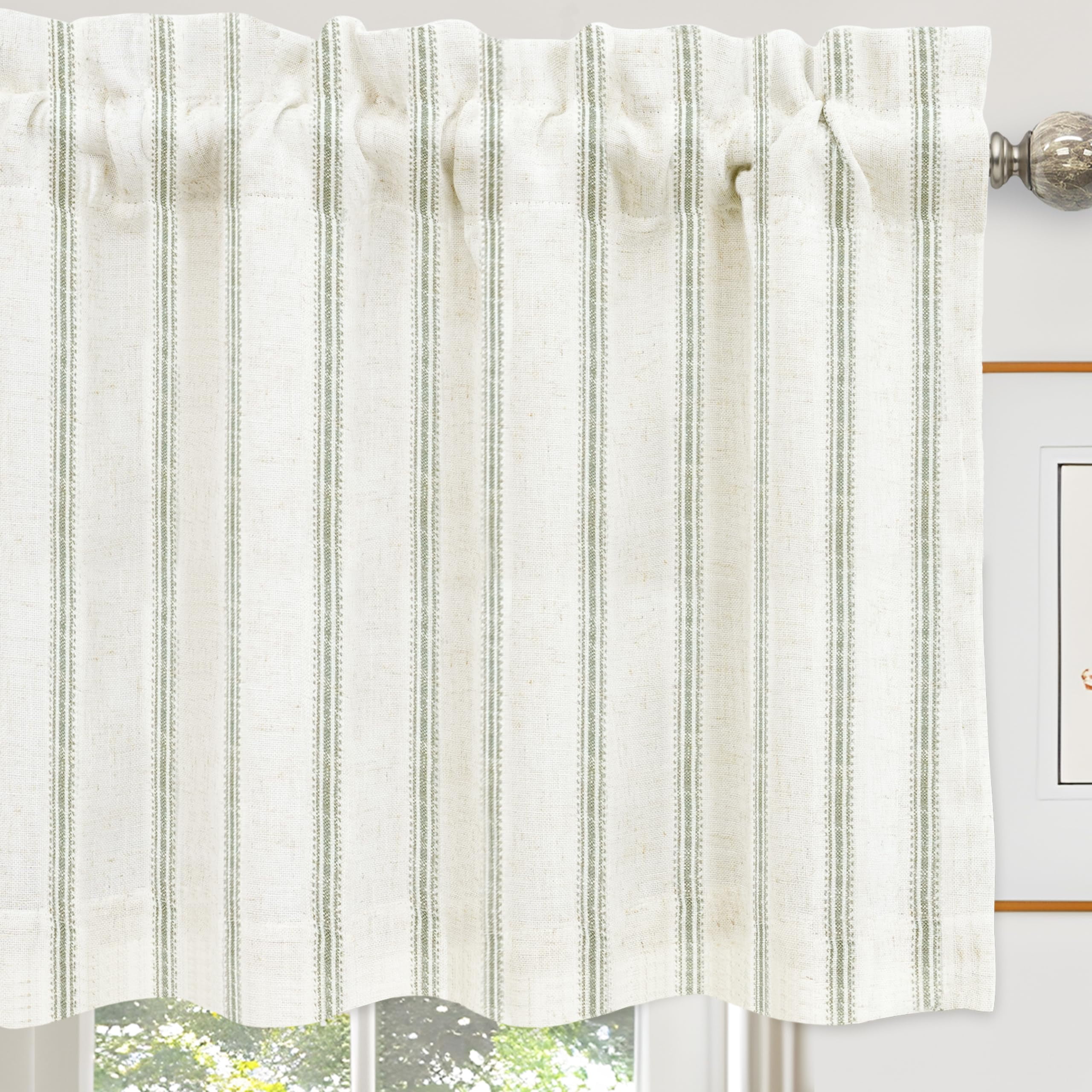 DriftAway Farmhouse Linen Lined Valance Double Layer Thermal Insulated ...