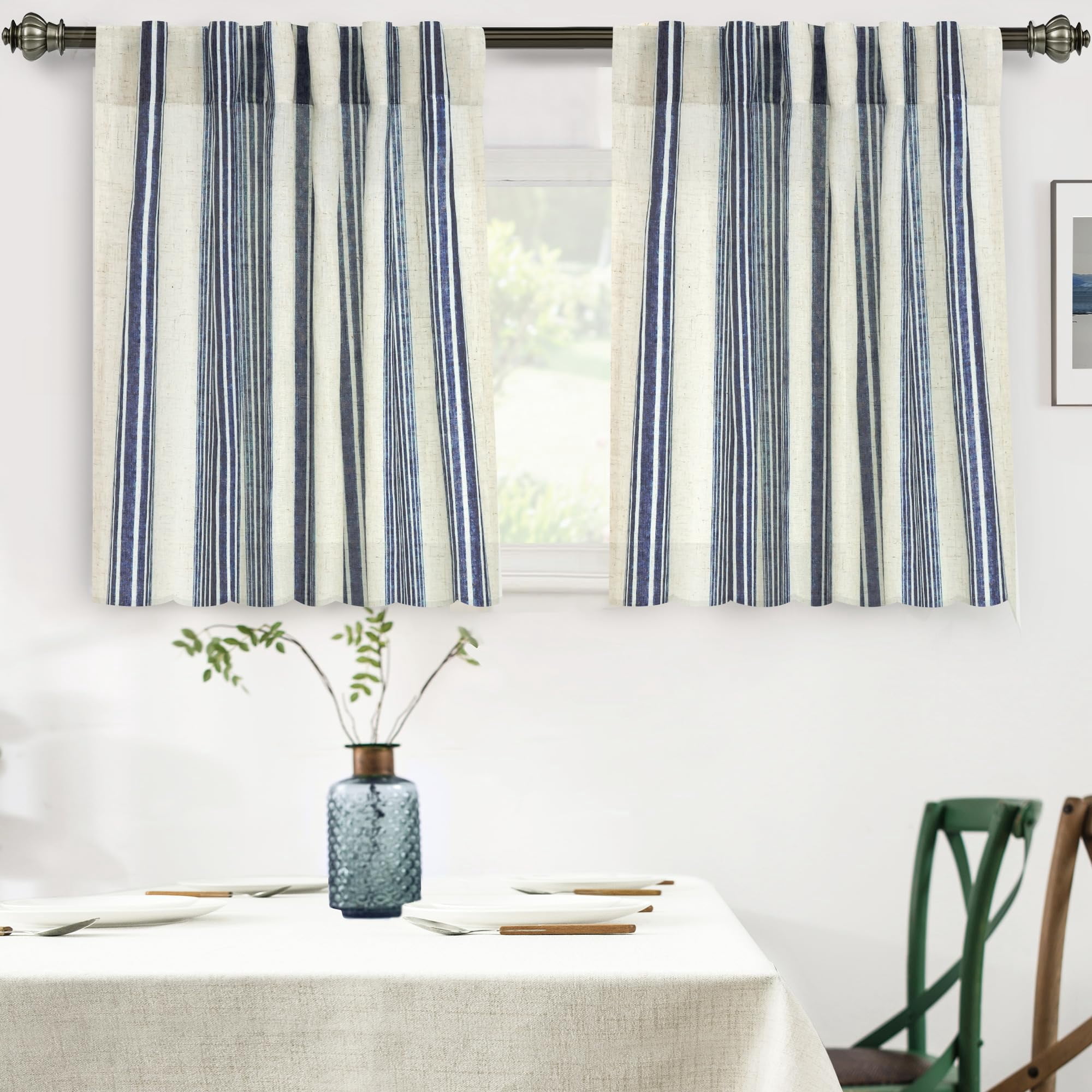 DriftAway Farmhouse Vertical Striped Linen Blend Textured Light ...