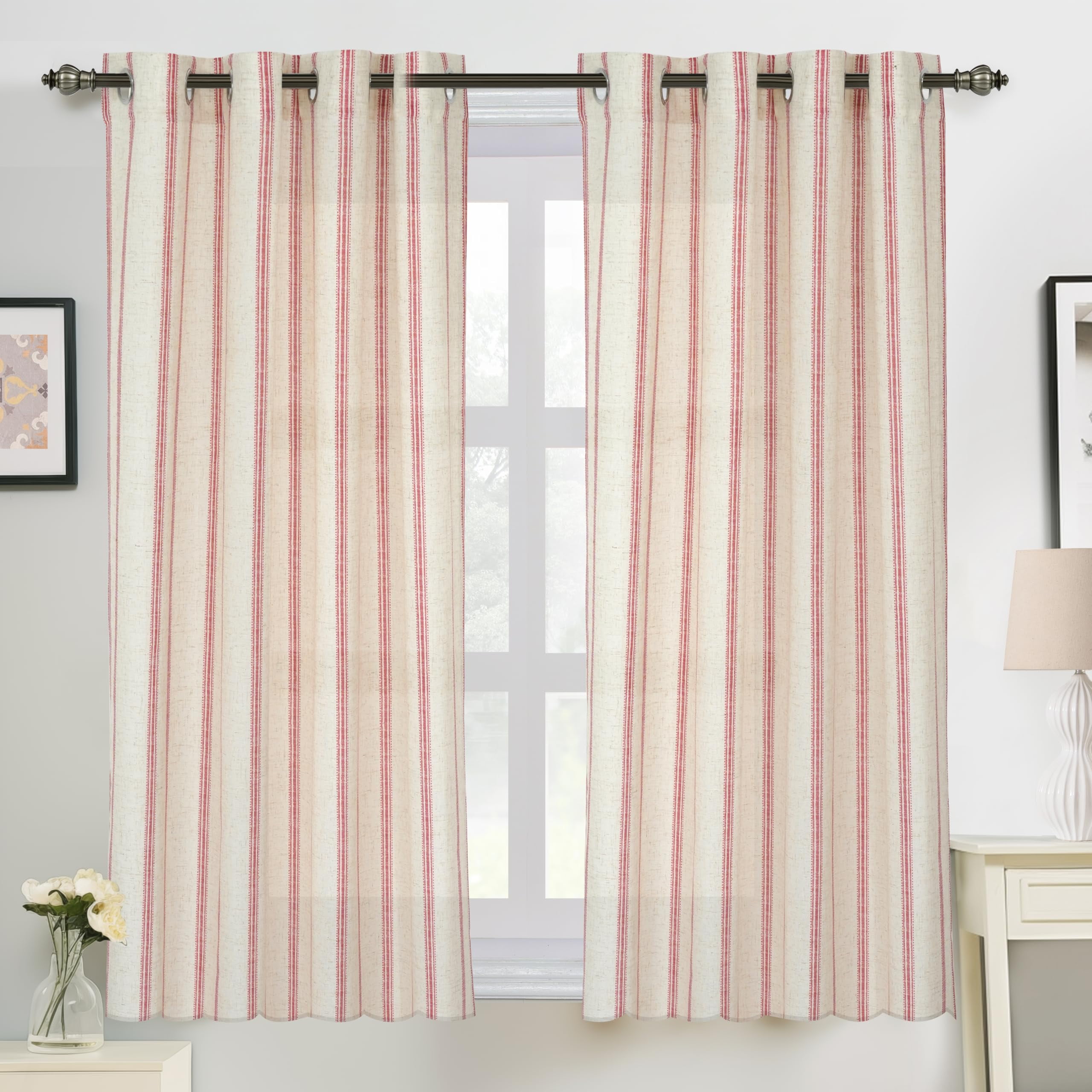 DriftAway Farmhouse Vertical Striped Linen Blend Textured Light ...
