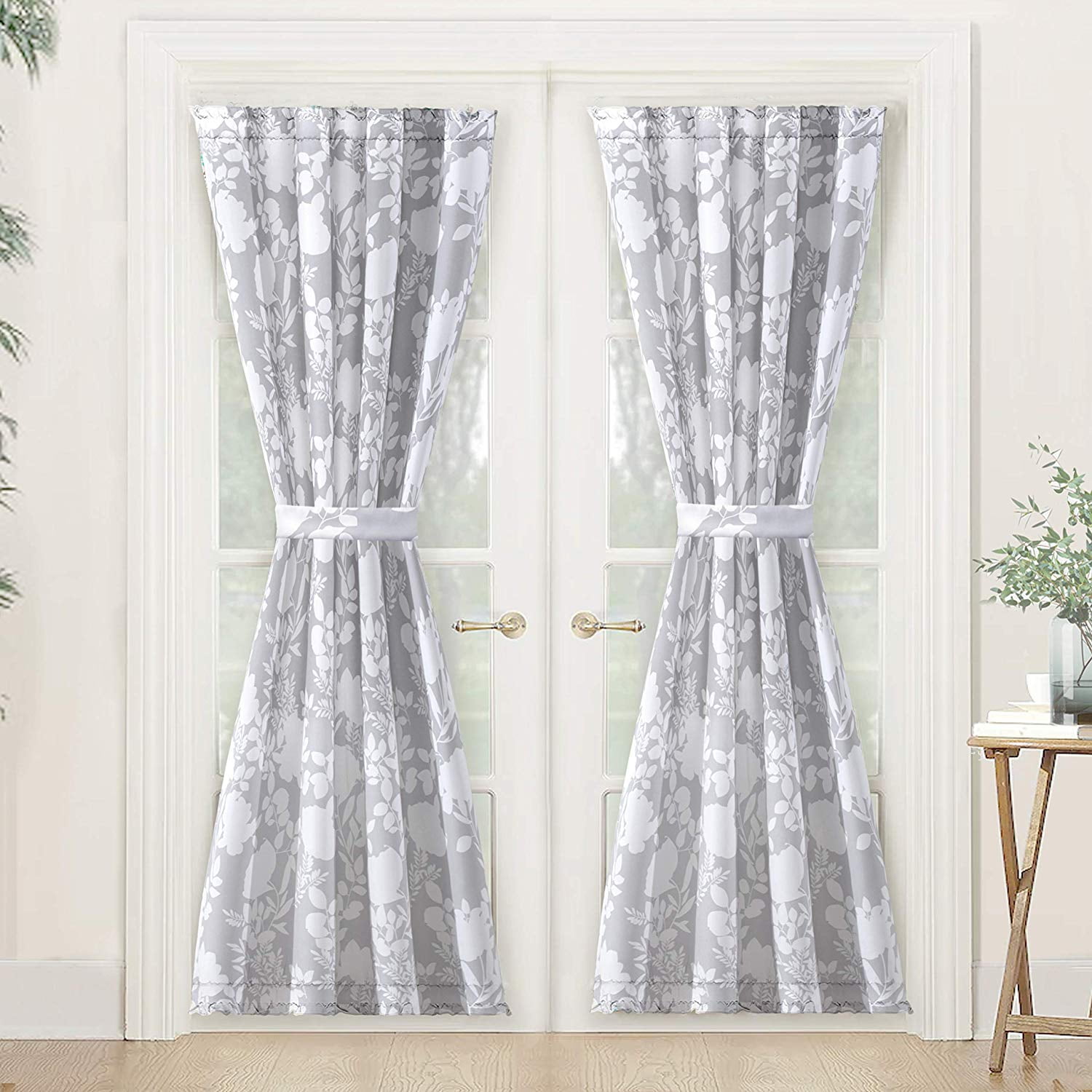 DriftAway Floral Door Curtain Room Darkening Privacy Rod Pocket Curtain ...