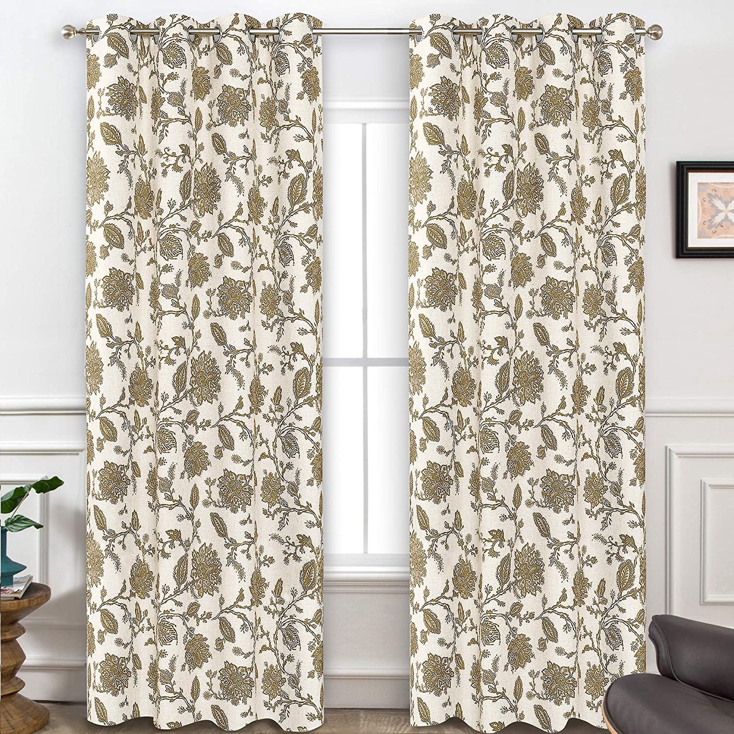 DriftAway Freda Jacobean Floral Linen Blend Lined Thermal Insulated ...