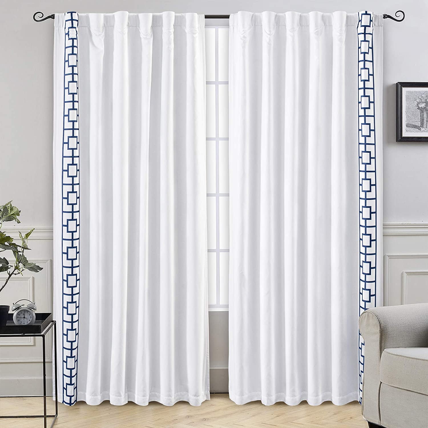 DriftAway Geo Trim Vertical Geometric Trellis Pattern Lined Blackout ...