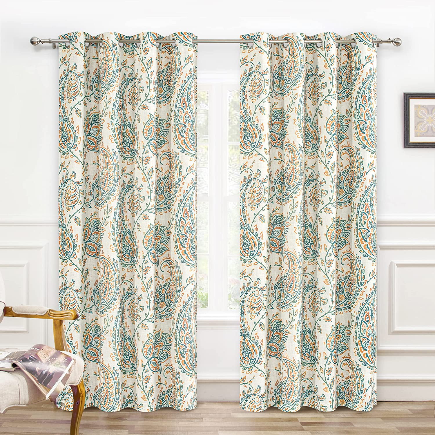 DriftAway Linen Blend Blackout Curtains for Bedroom Insulated Lined ...