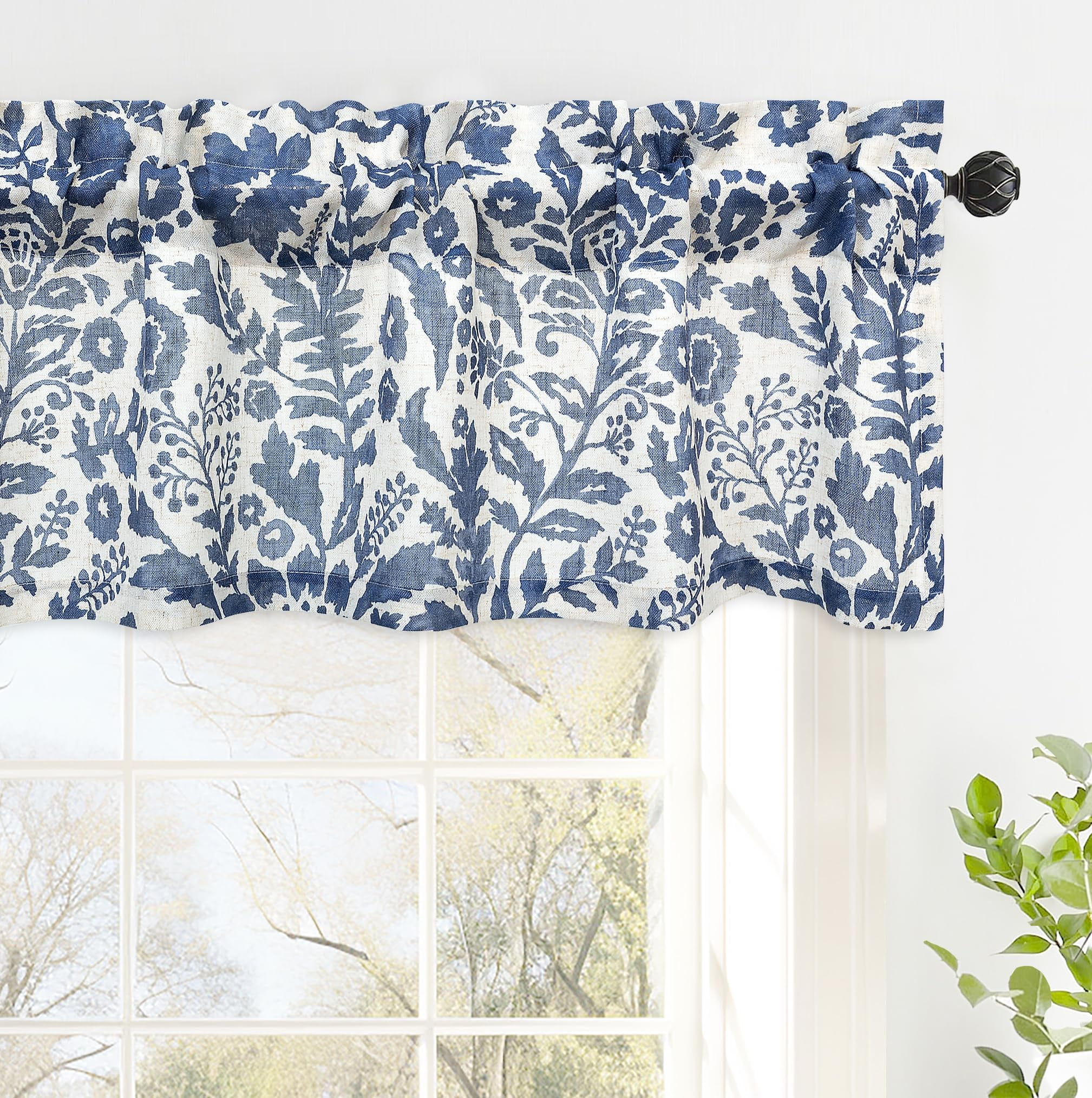 DriftAway, Linen Textured Curtain Valance, 52"x14", Navy - Walmart.com