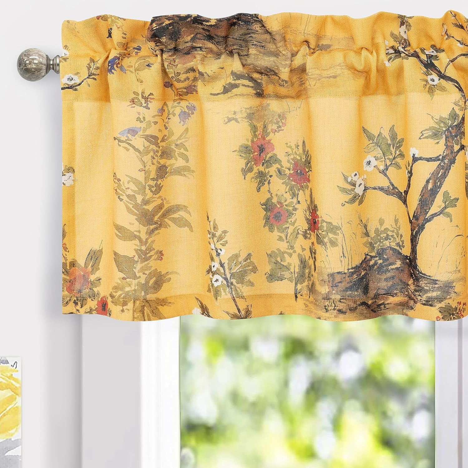 DriftAway Linen Valance Curtain for Kitchen Semi Sheer Light Filtering ...