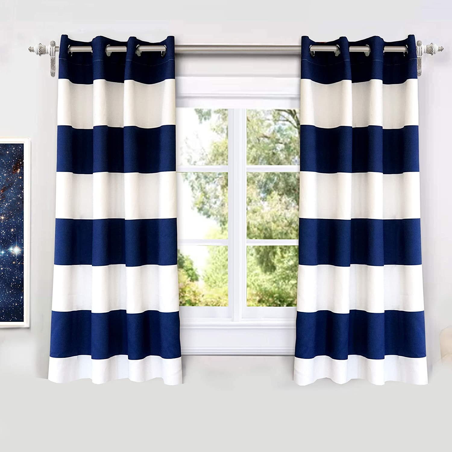 DriftAway Mia Stripe Room Darkening Grommet Unlined Window Curtains 54 ...