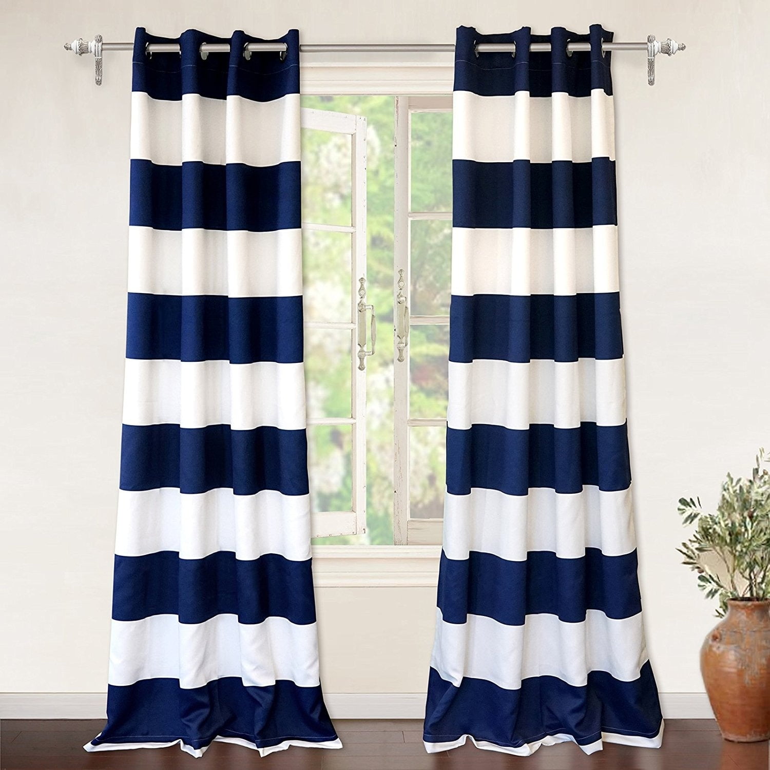 DriftAway Mia Stripe Room Darkening Grommet Unlined Window Curtains ...