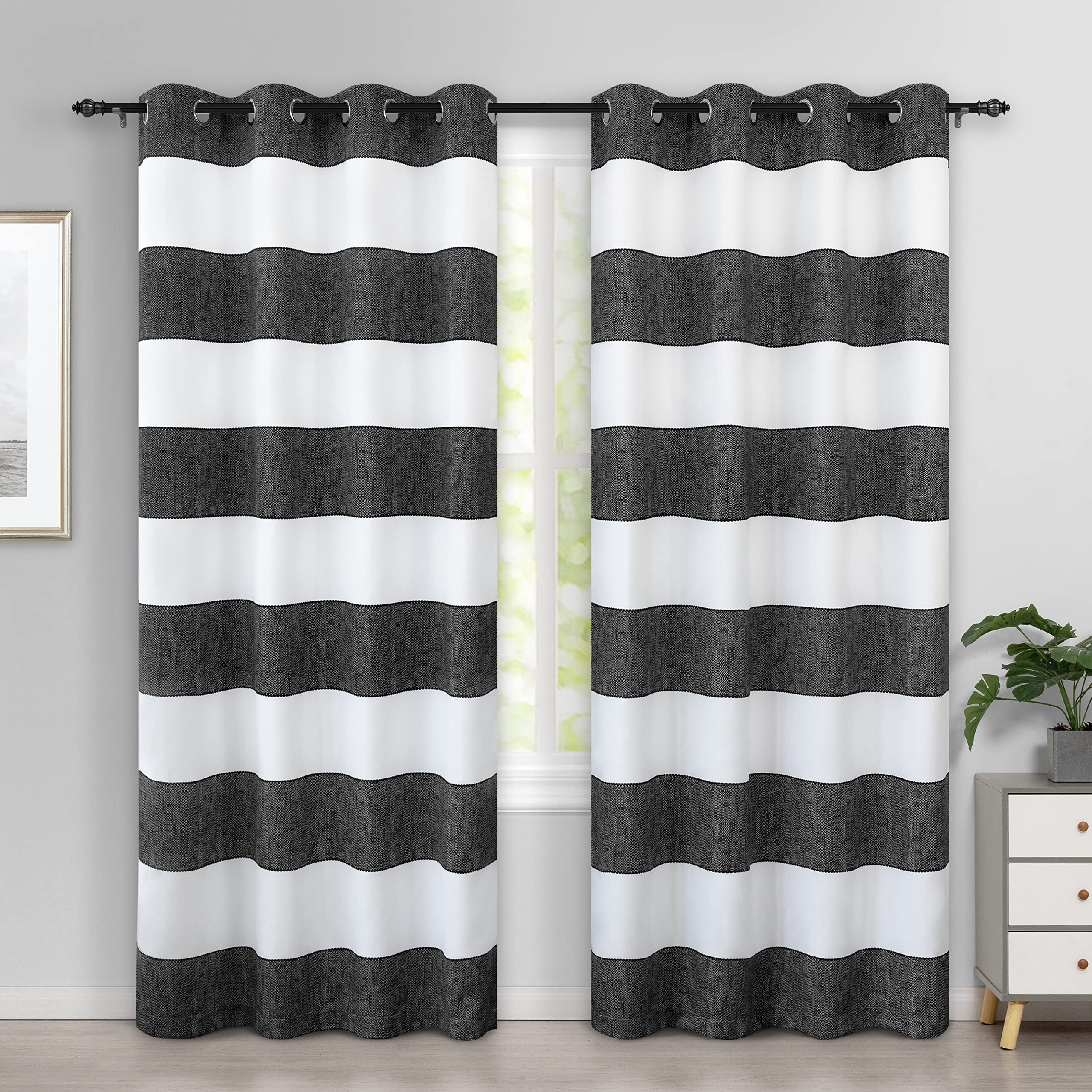 DriftAway Mia Stripe Room Darkening Grommet Unlined Window Curtains ...
