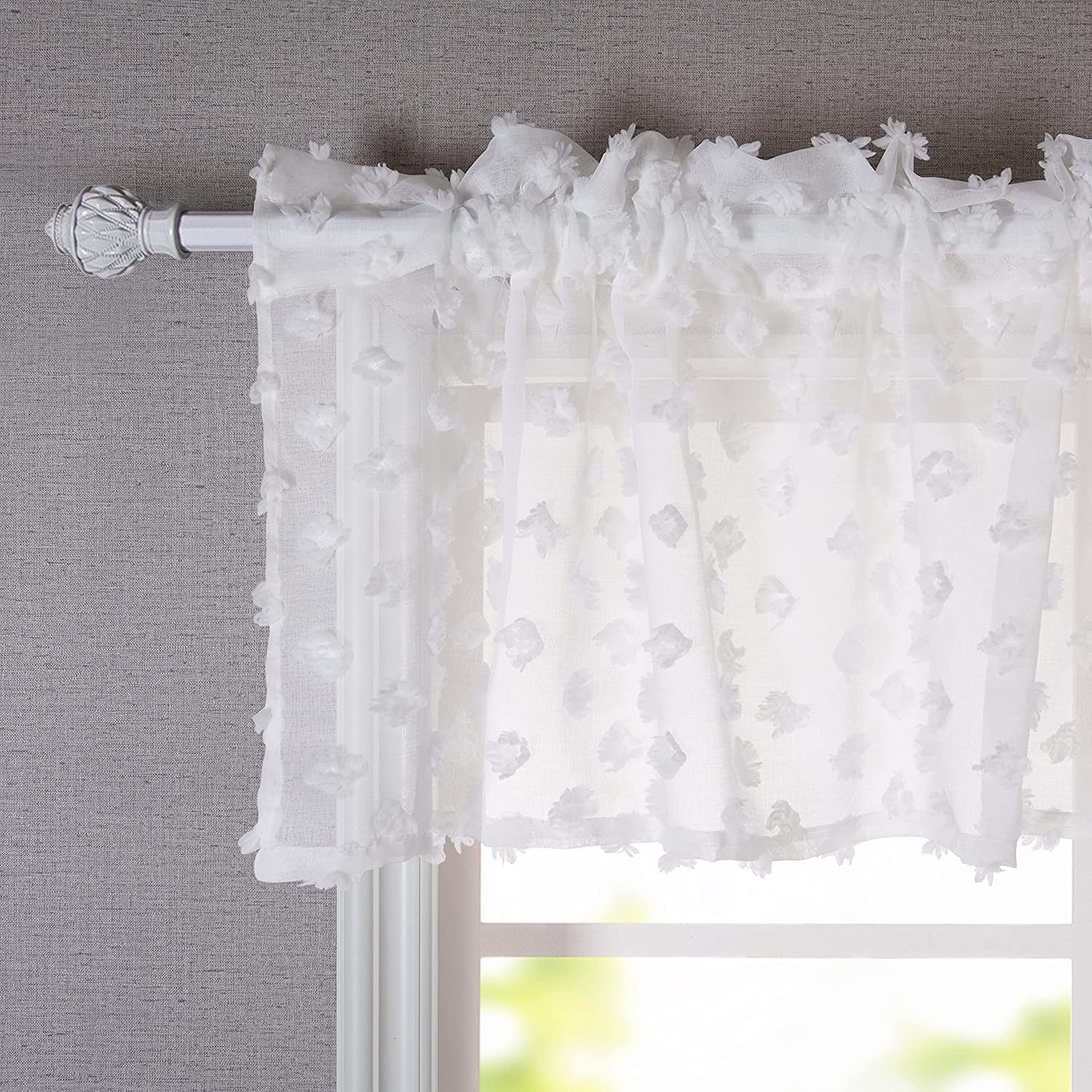 DriftAway Olivia White Voile Chiffon Sheer Window Curtain Valance White ...