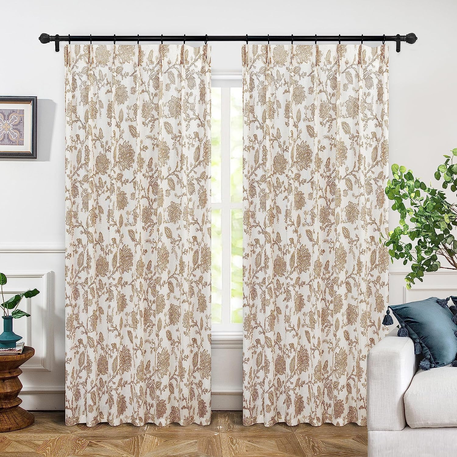 DriftAway Pinch Pleat Linen Textured Thermal Window Curtains for Living ...