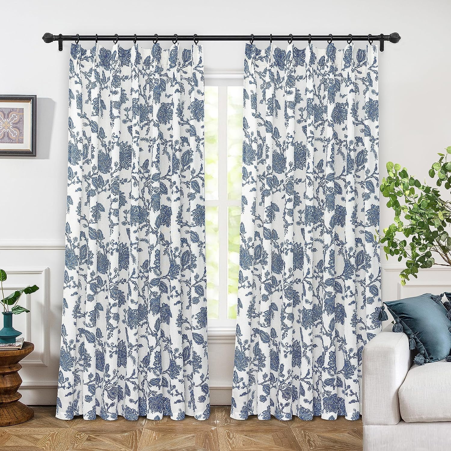 DriftAway Pinch Pleat Linen Textured Thermal Window Curtains for Living ...