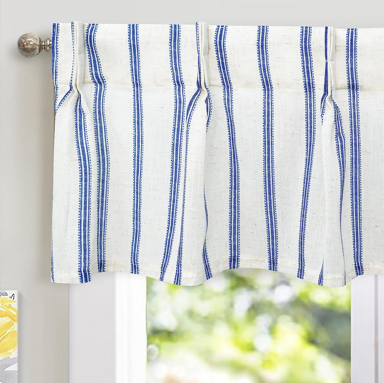 DriftAway Pinch Pleat Valance for Kitchen Window Linen Textured Valance ...