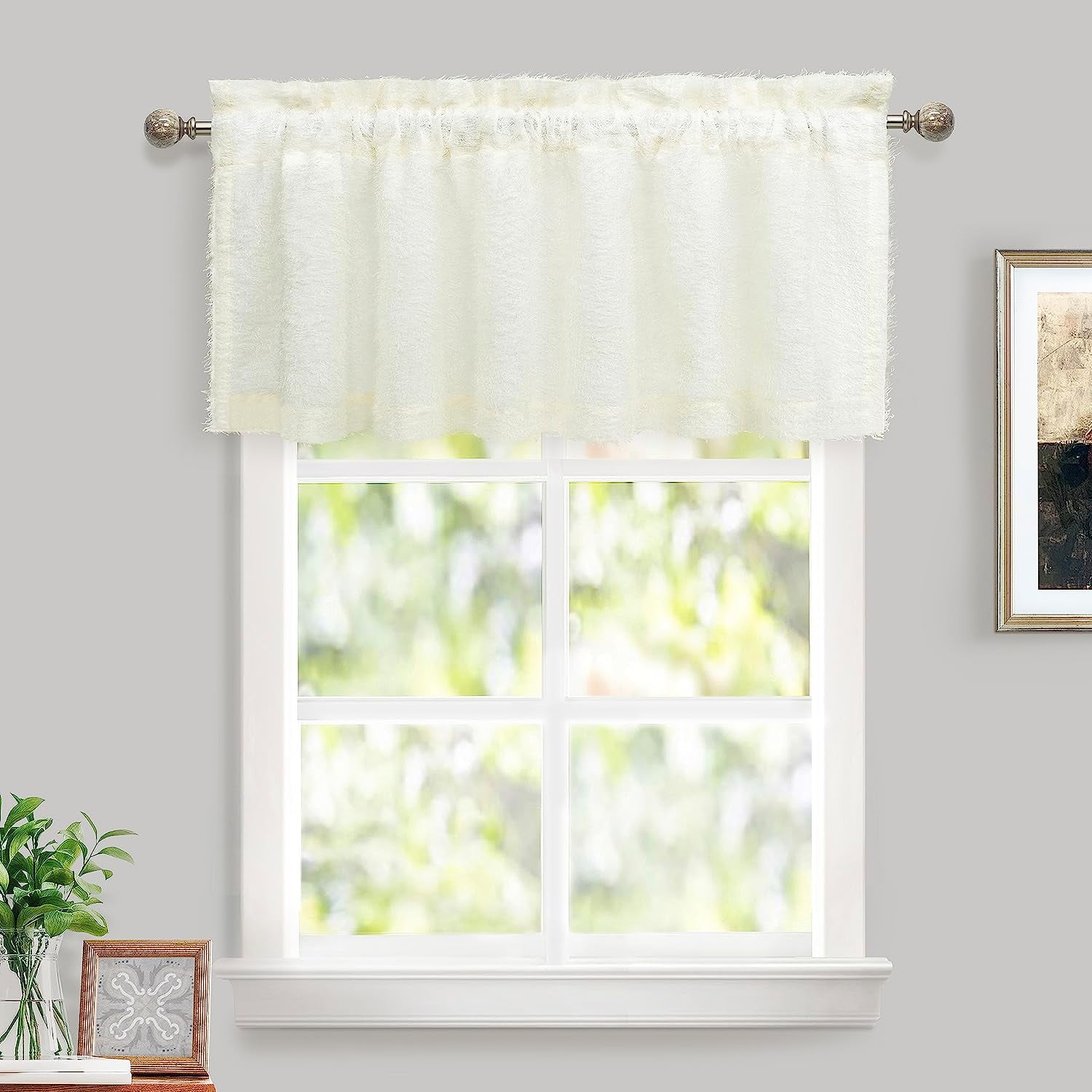 DriftAway Plush Semi Sheer Valance Curtains Short Valance for Kitchen ...