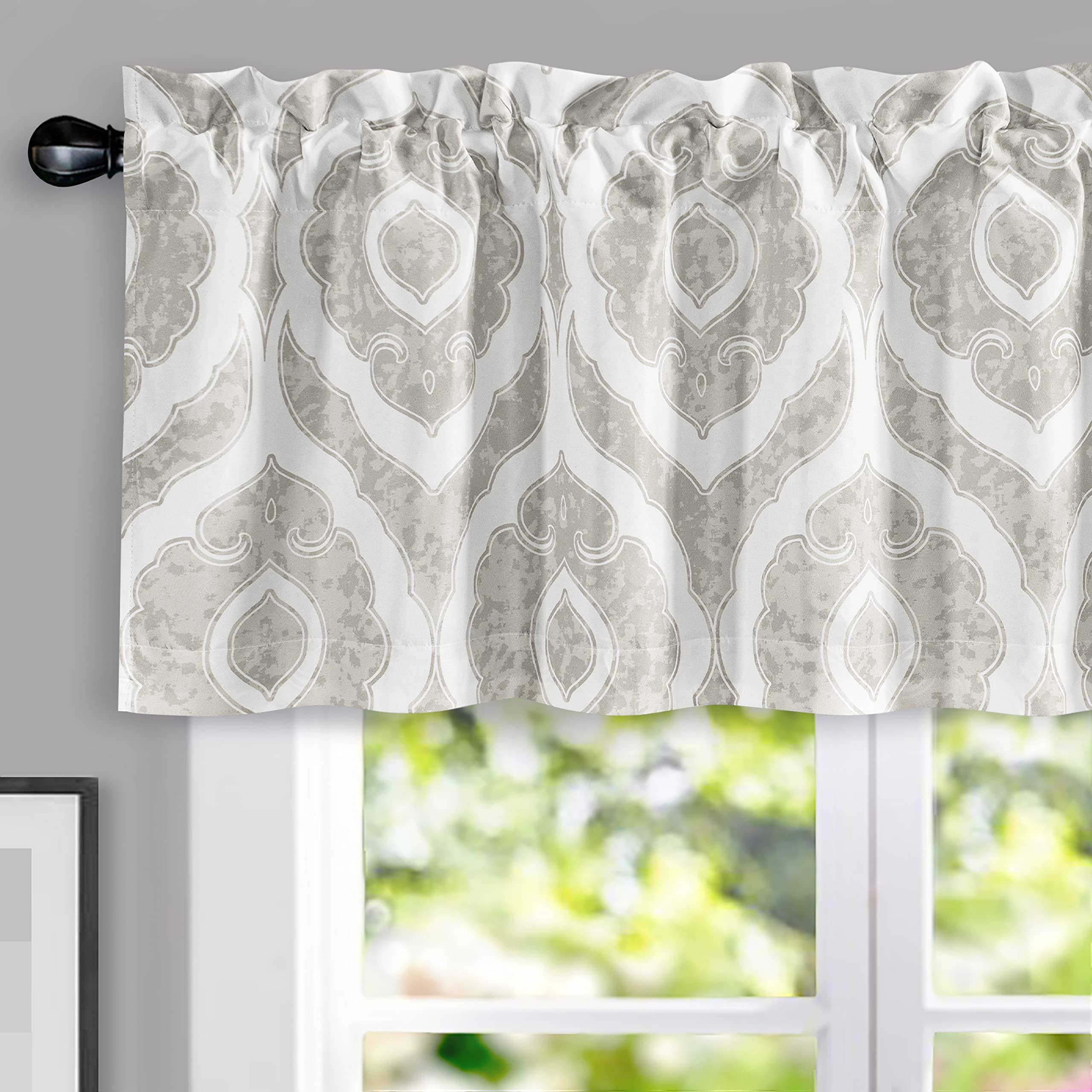 DriftAway Rory Valance for Small Window Damask Medallion Print Rod ...