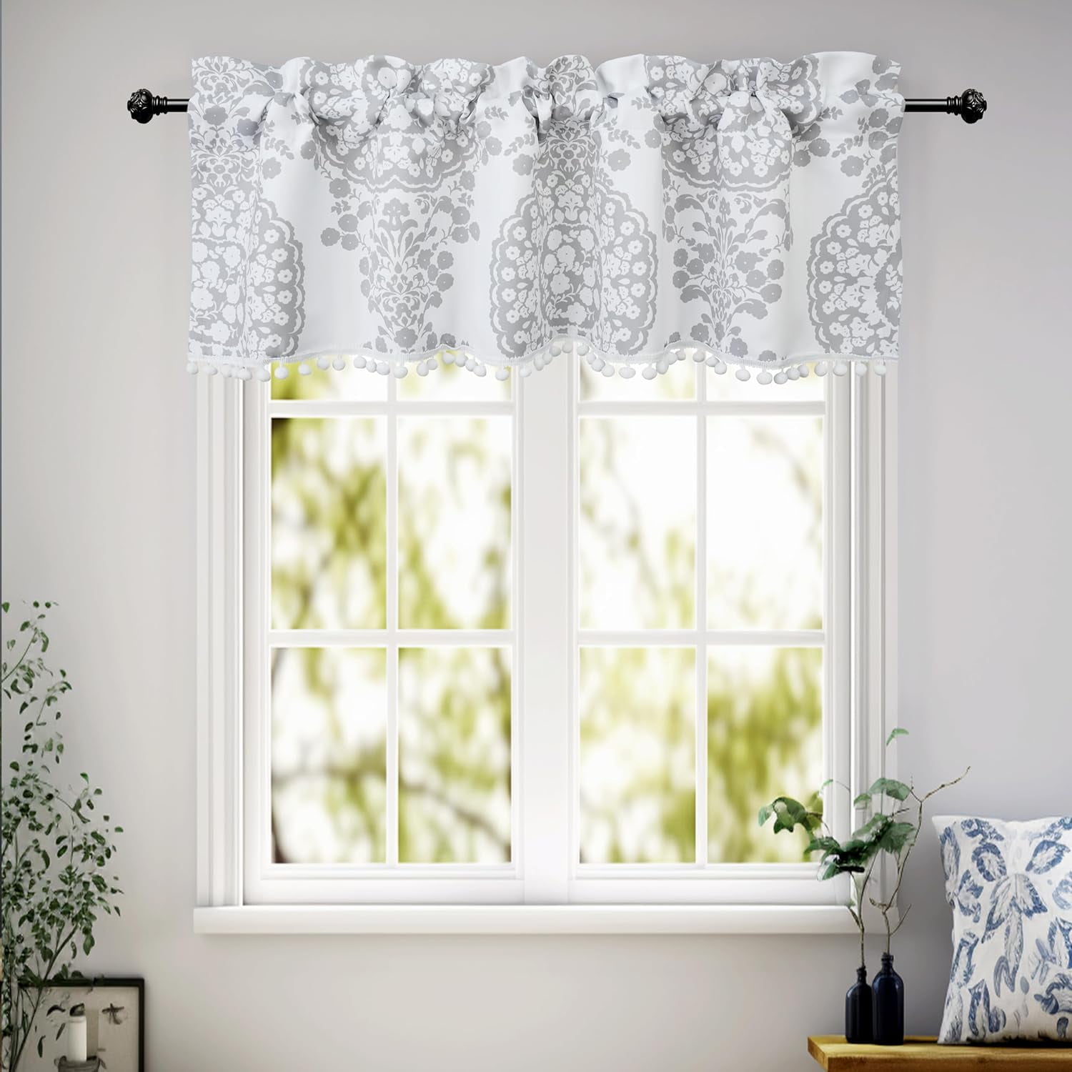 DriftAway Samantha Floral Damask Medallion Pattern Valance for Kitchen ...