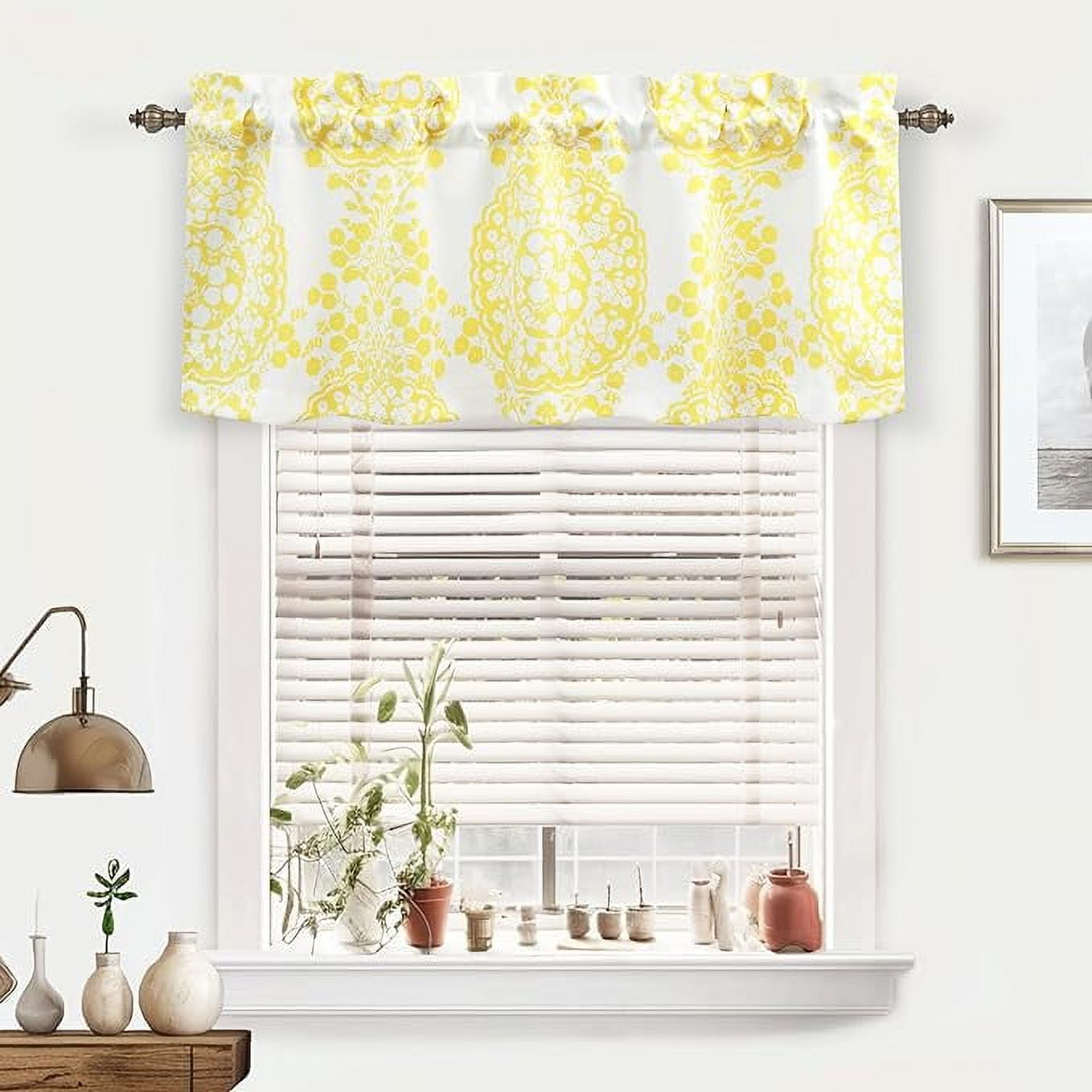 DriftAway Samantha Window Treatment Valance, Floral/Damask Medallion ...