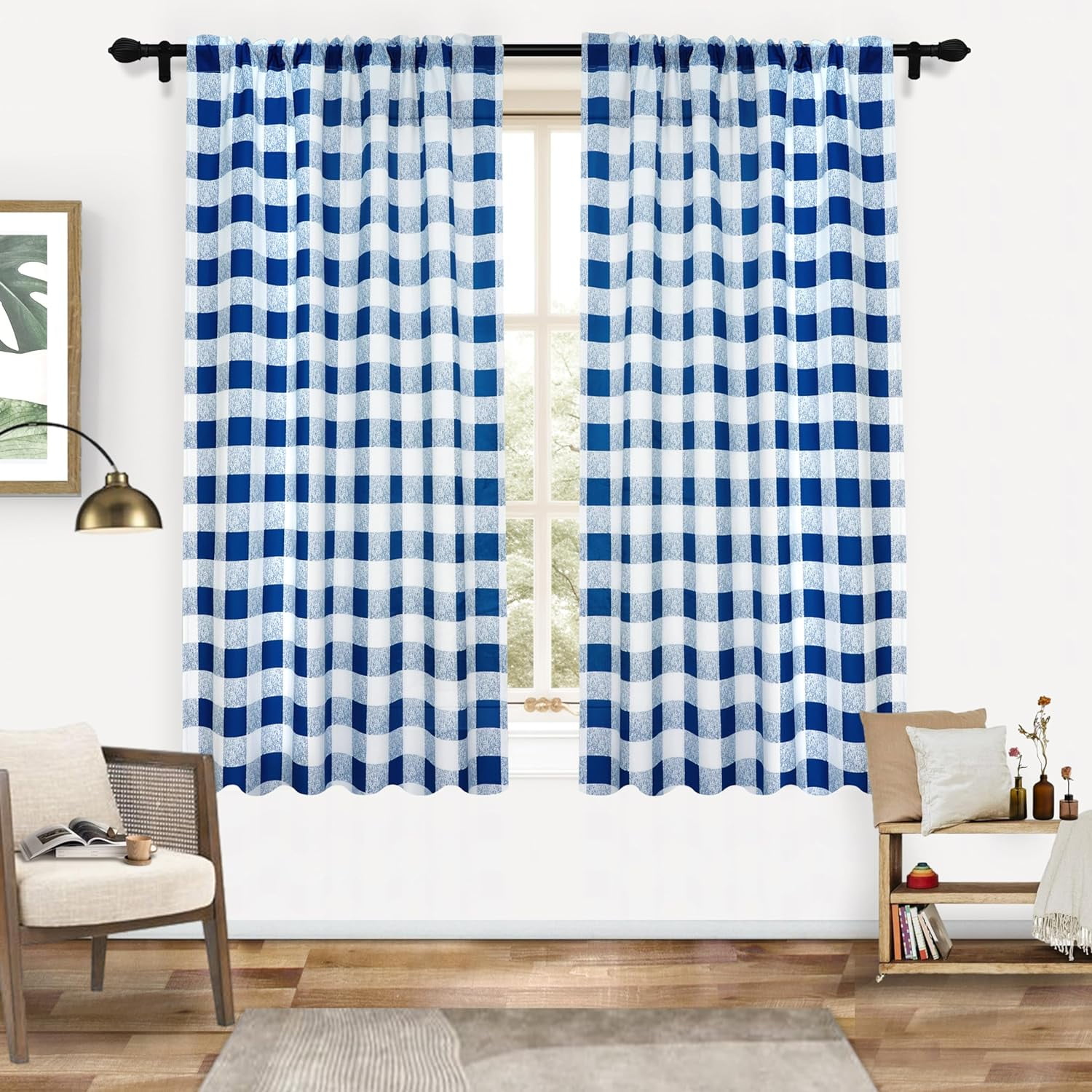 DriftAway Semi Sheer Buffalo Plaid Check Curtains Rod Pocket Checkered ...