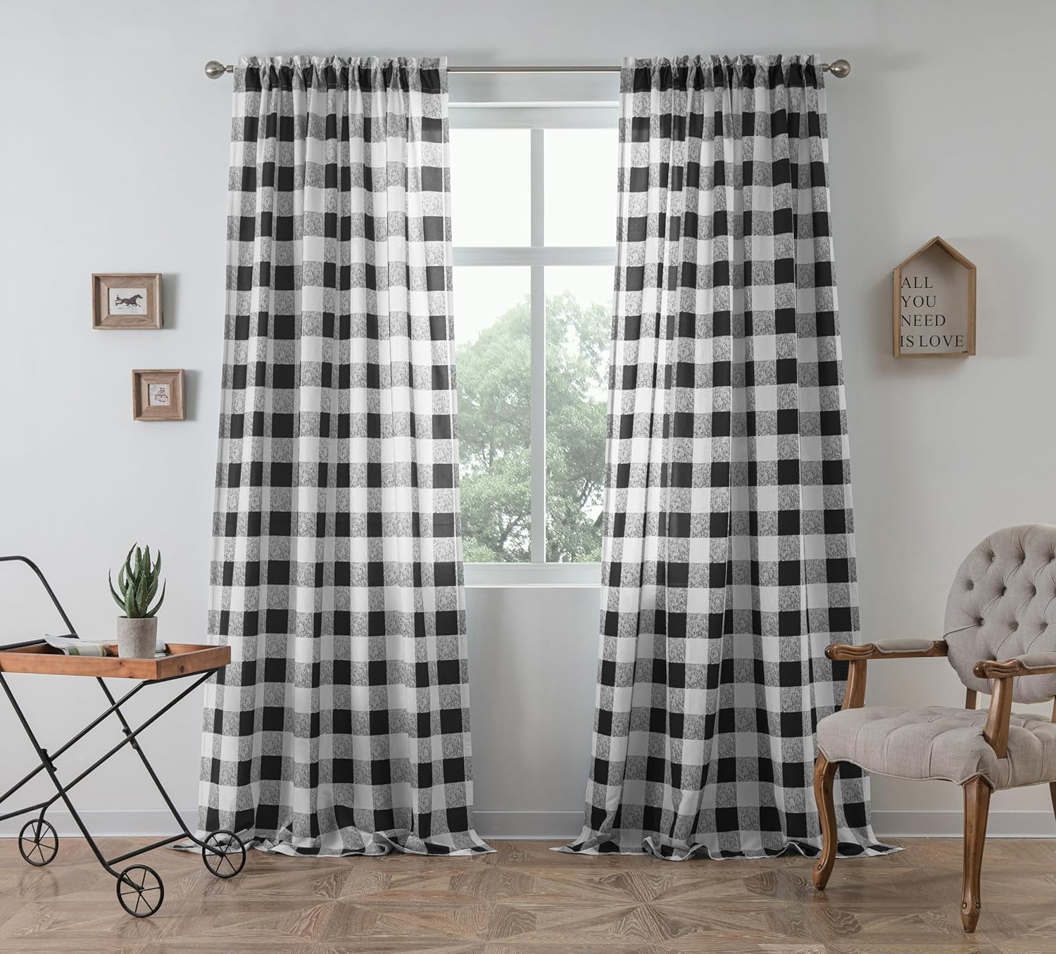DriftAway Semi Sheer Buffalo Plaid Check Curtains Rod Pocket Checkered ...