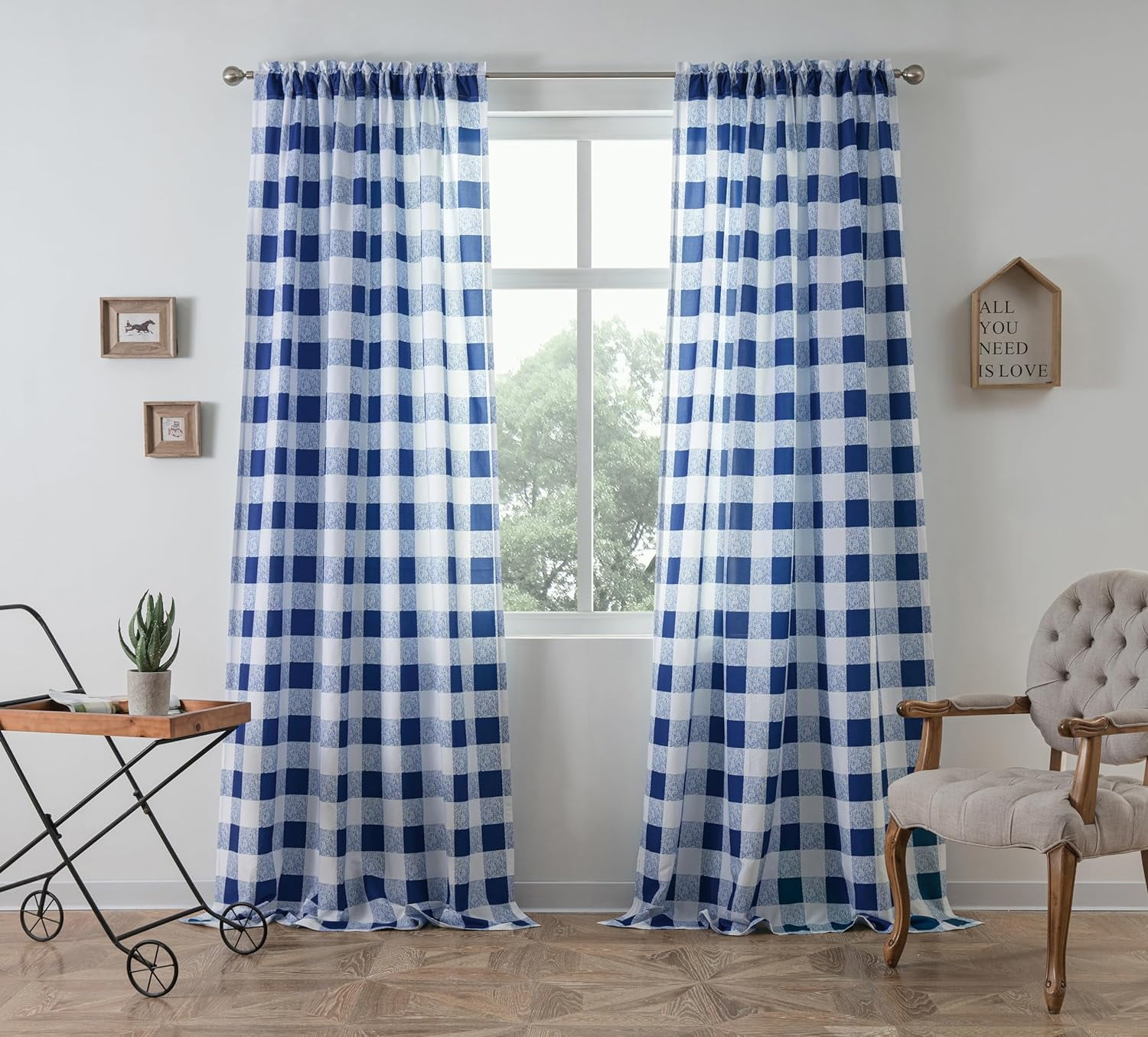 DriftAway Semi Sheer Buffalo Plaid Check Curtains Rod Pocket Checkered ...