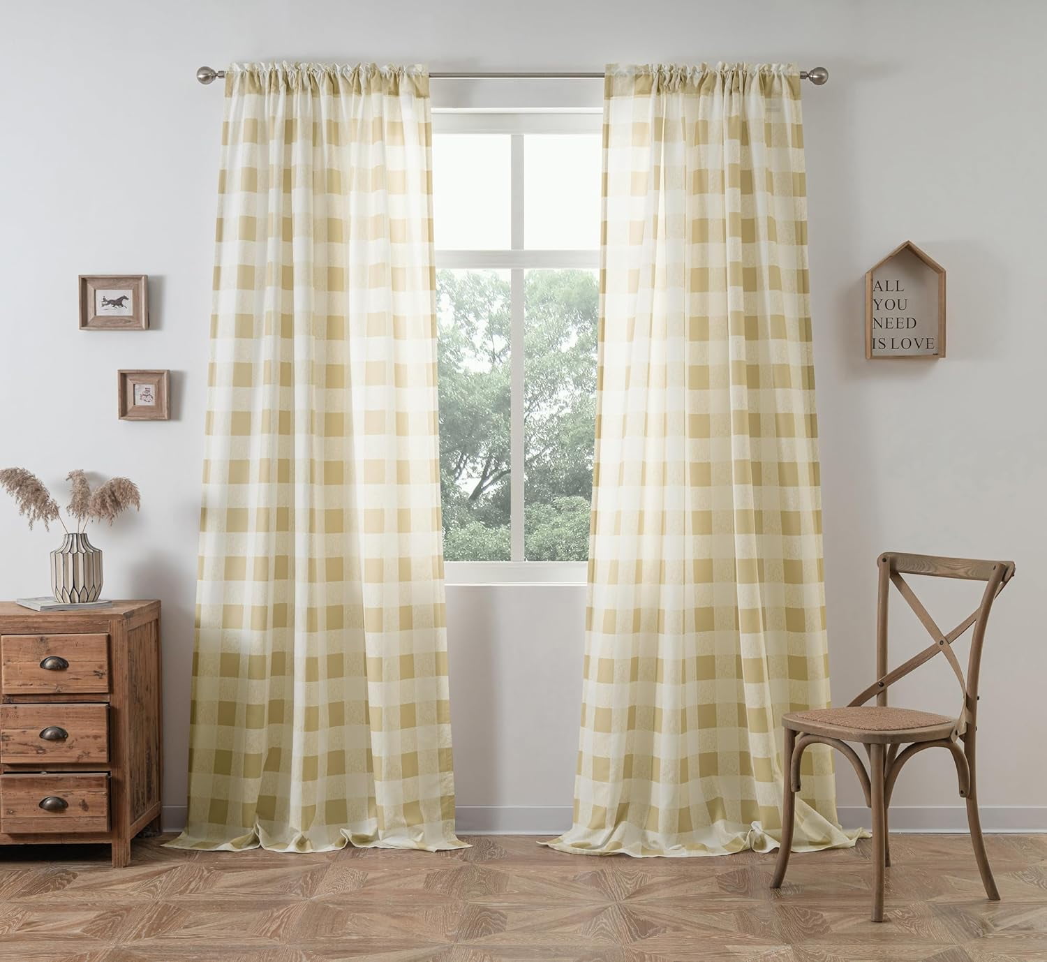 DriftAway Semi Sheer Buffalo Plaid Check Curtains Rod Pocket Checkered ...