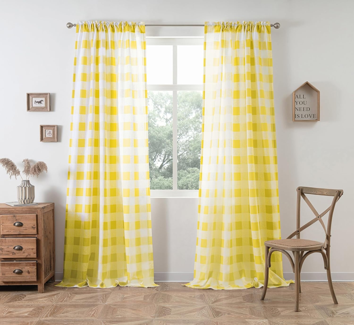 DriftAway Semi Sheer Buffalo Plaid Check Curtains Rod Pocket Checkered ...