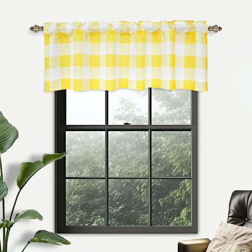 DriftAway Semi Sheer Buffalo Plaid Check Window Valance Curtains 3 ...