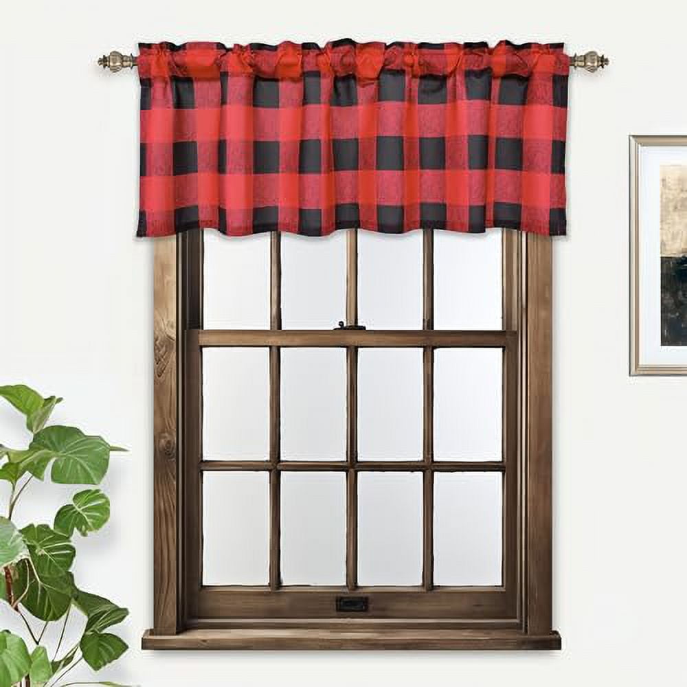 DriftAway Semi Sheer Buffalo Plaid Check Window Valance Curtains ...