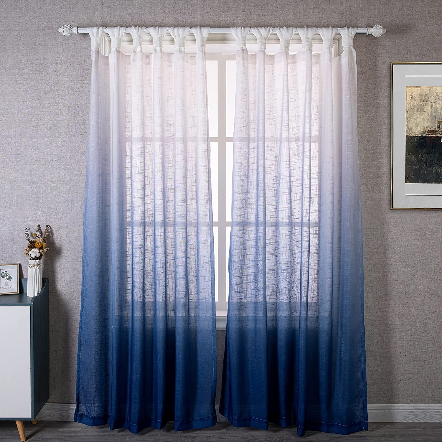 DriftAway Sheer Window Curtains Linen Textured Light Filtering for ...