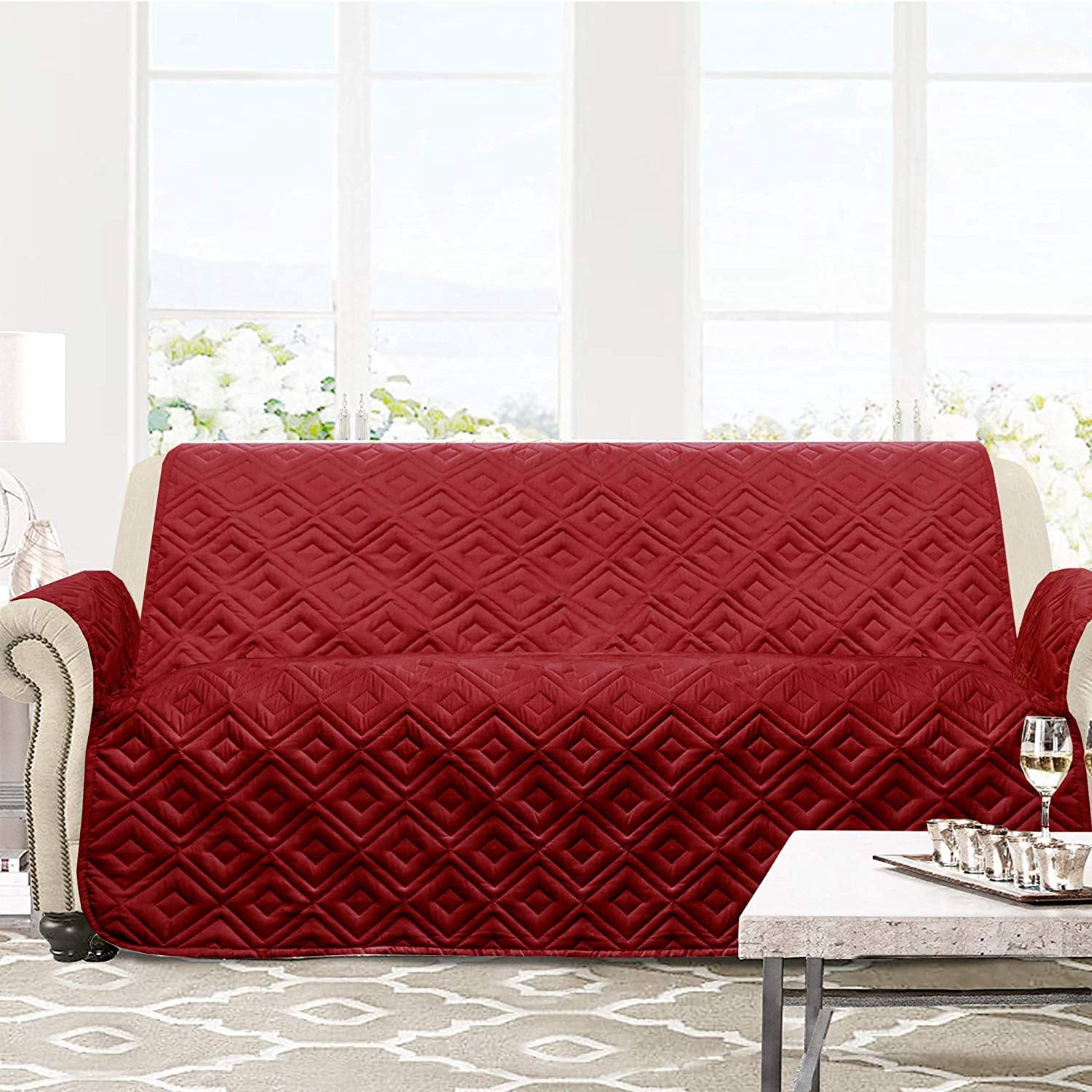 DriftAway Slipcovers Solid Polyester Slipcovers, Red - Walmart.com