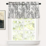 "DriftAway Thermal Insulated Tree Branch Linen Valance Curtain, Rod ...