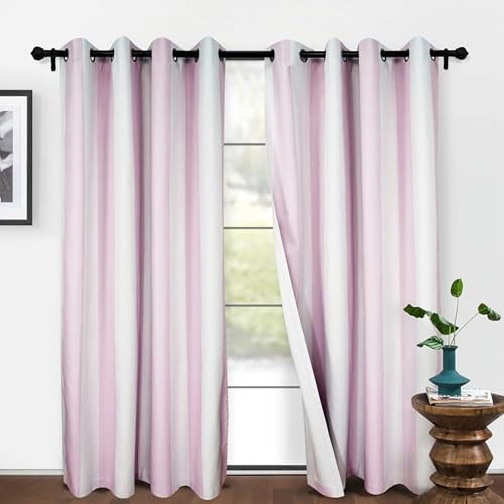 DriftAway Vertical Stripe Full Blackout Window Curtains 84 Inch Long ...