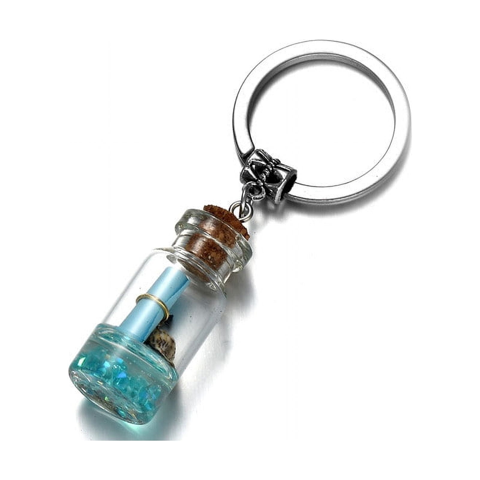 Drifting Bottle Charm Keychain - Drift Glass Message Bottle Key Ring ...