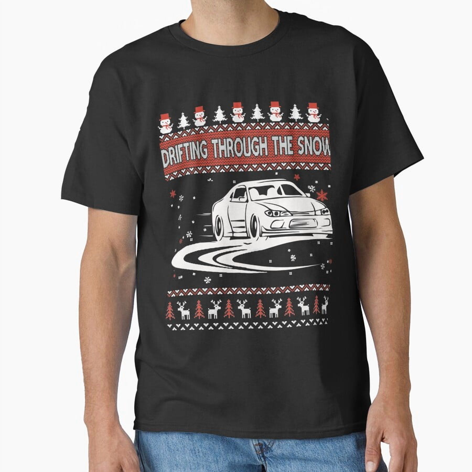 Drifting Through The Snow Funny JDM Car Ugly Christmas Sweater Unisex T ...
