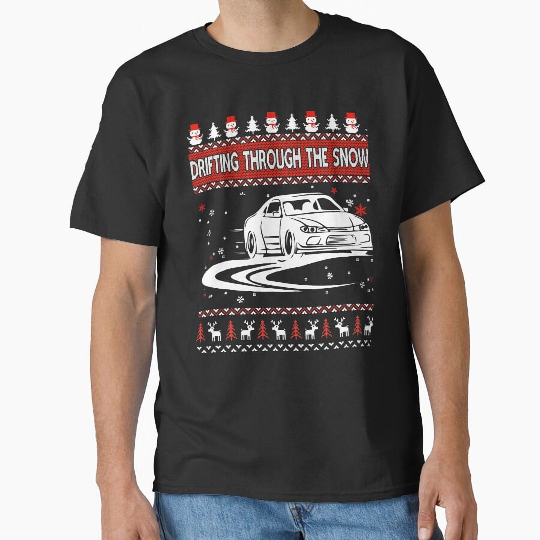 Drifting Through the Snow Ugly Christmas Trending Car Graphic Unisex T ...