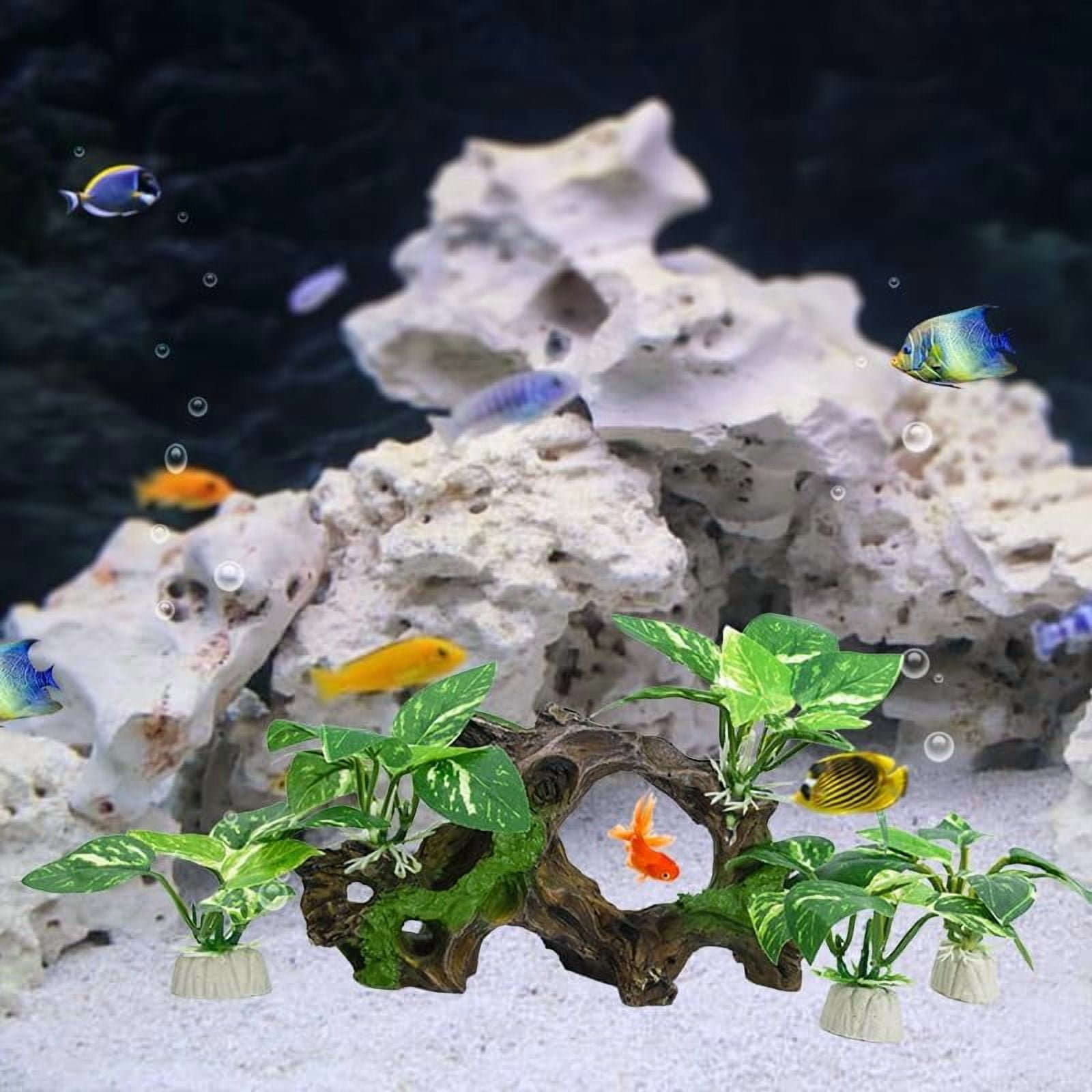 Driftwood Cave Aquarium Decor Silk Aquarium Plants for Fish Tank ...