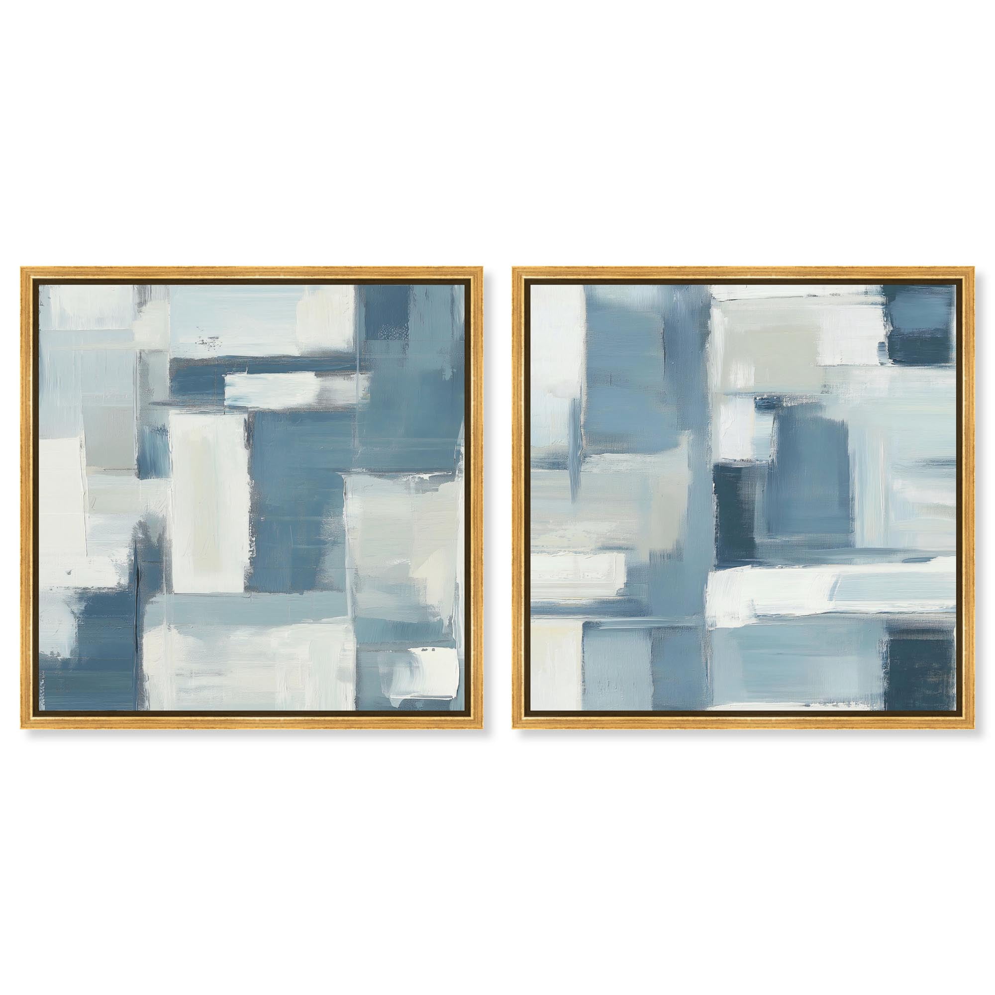 Driftwood Hues: Sere Geometries Canvas Print Blue And Sage Wall Decor ...