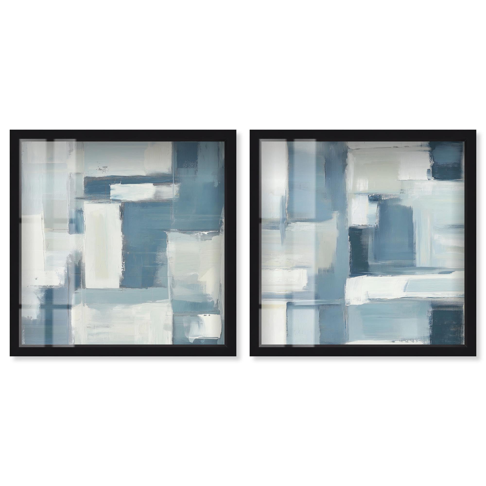 Driftwood Hues: Sere Geometries Shadowbox Print Blue And Sage Wall ...