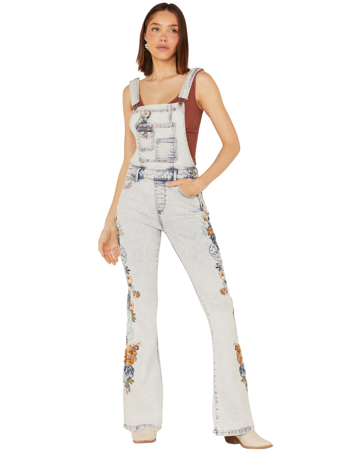 Driftwood Women's Light Wash Embroidered Denim Overalls - O41174A ...