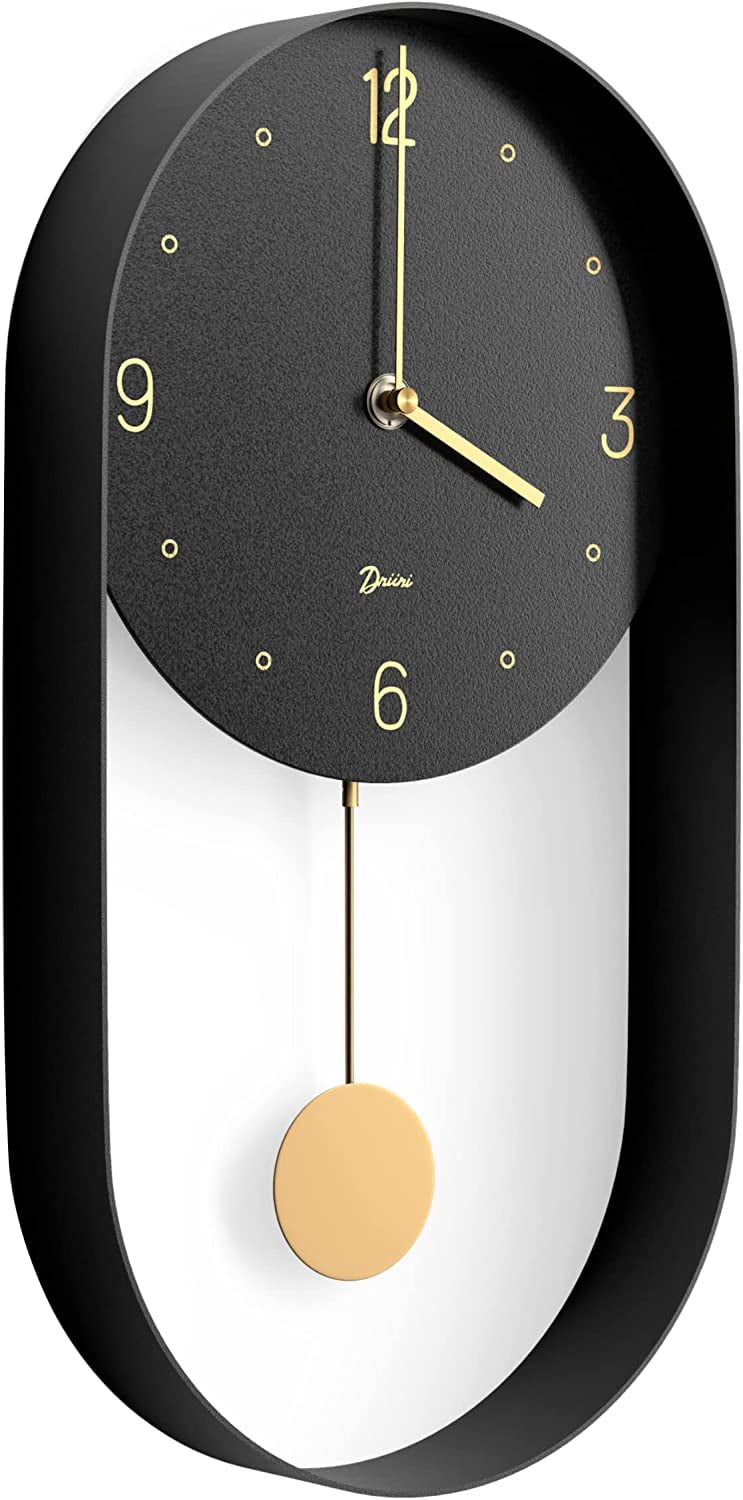 Driini Modern Pendulum Wall Clock - Decorative and Unique Metal Frame ...