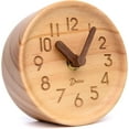 Driini Wooden Analog Desk Clock - Quiet, Small, Battery Operated for ...