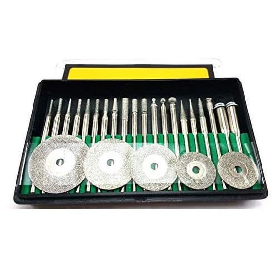 Drilax 25 pcs Diamond Coated Burs Cut Off Disc Set Cone Cylindrical ...