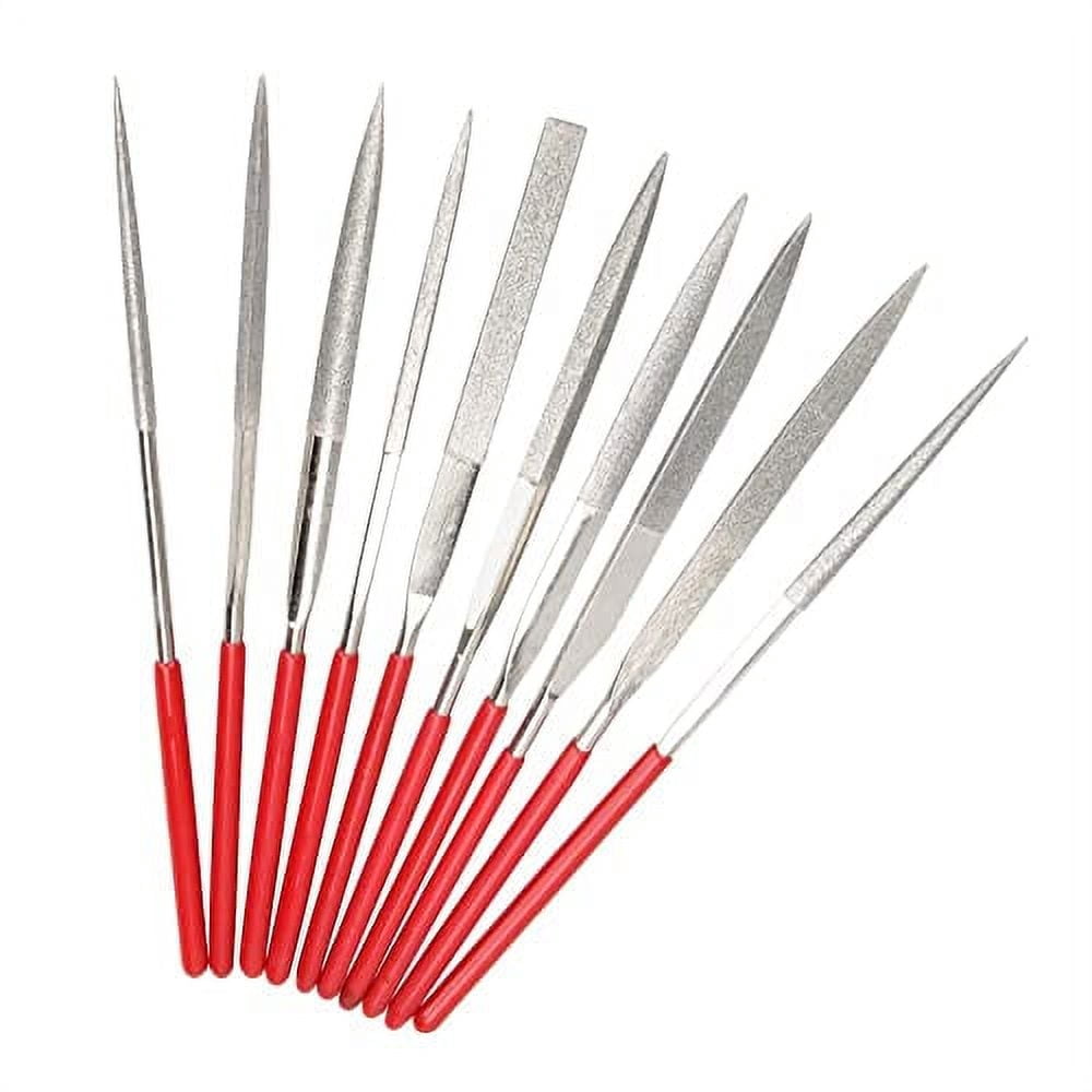Drilax Diamond Coated Needle File Set 10 Pieces 5-1/2″ Long Sharpening ...