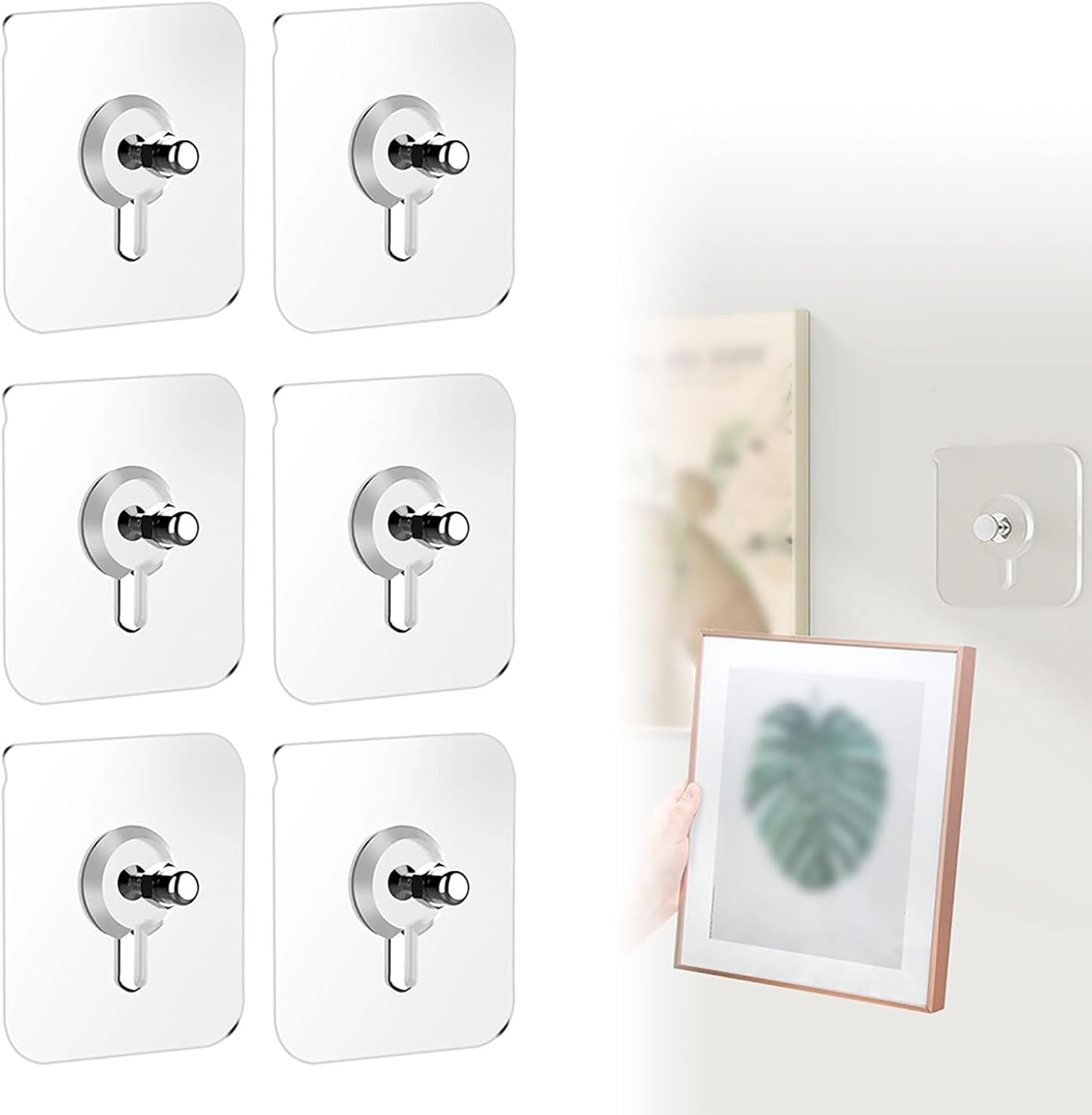 No Drill Adhesive Hooks, 2025 New Self Adhesive Nails Wall Mount Non ...