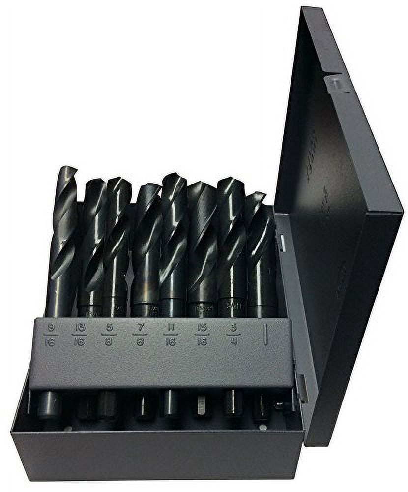 9/16-1"x16ths 8 Piece HSS Reduce Shank Drill Bit Set, Qualtech, DWD1008 ...