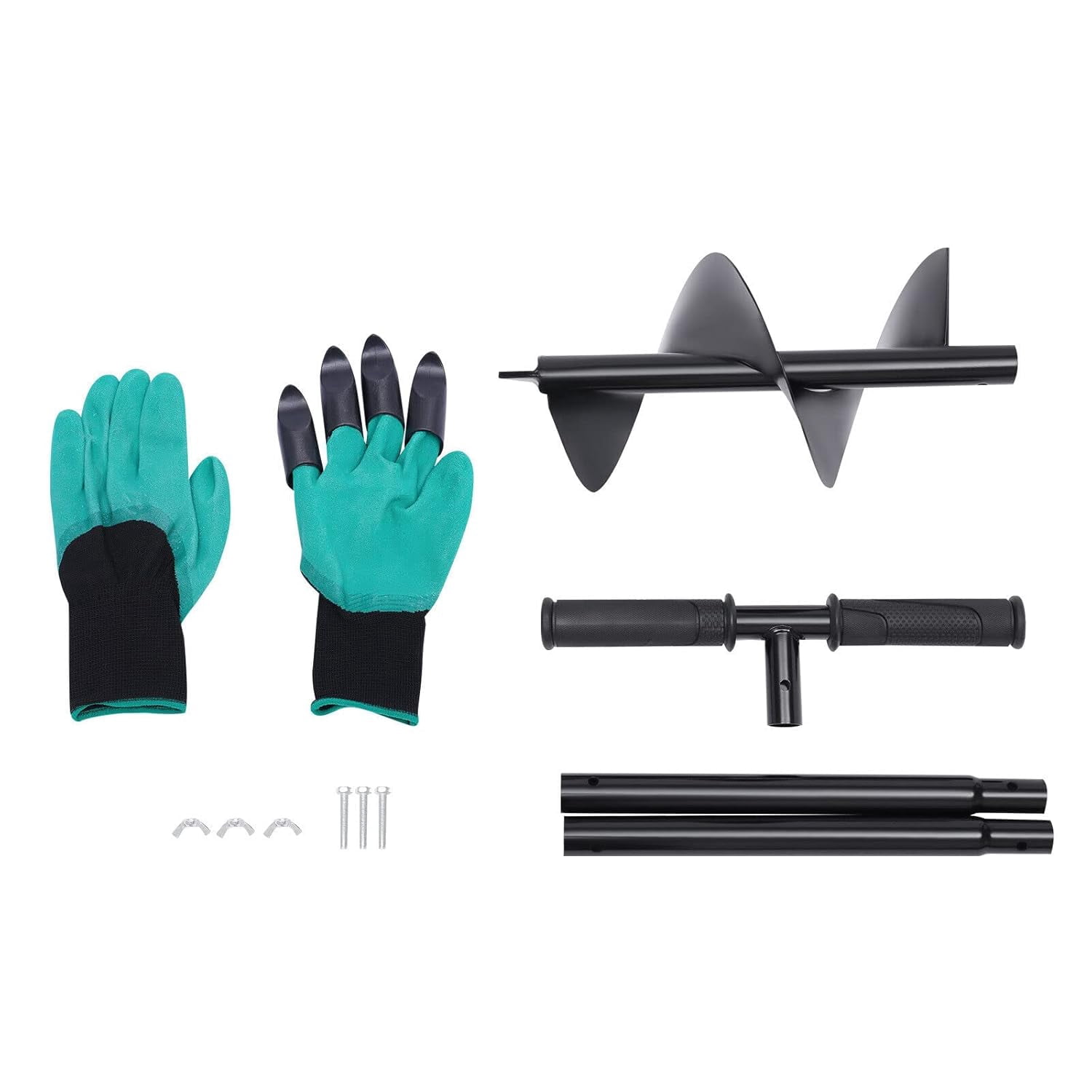 Drill Auger Post Hole Manual Digger Hand 5.9X33in with Gloves Non Slip ...