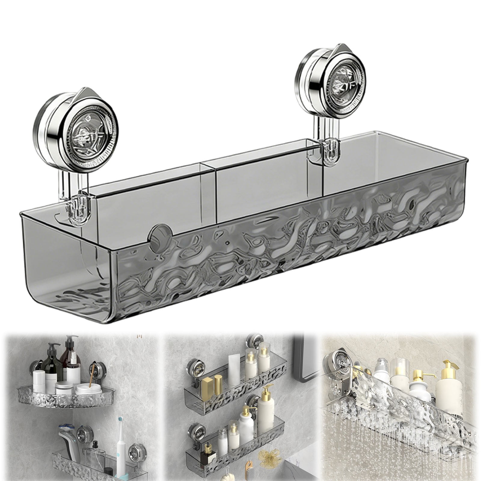 No Drill Bathroom Suction Storage Box, Corrugated Suction Cup Storage ...