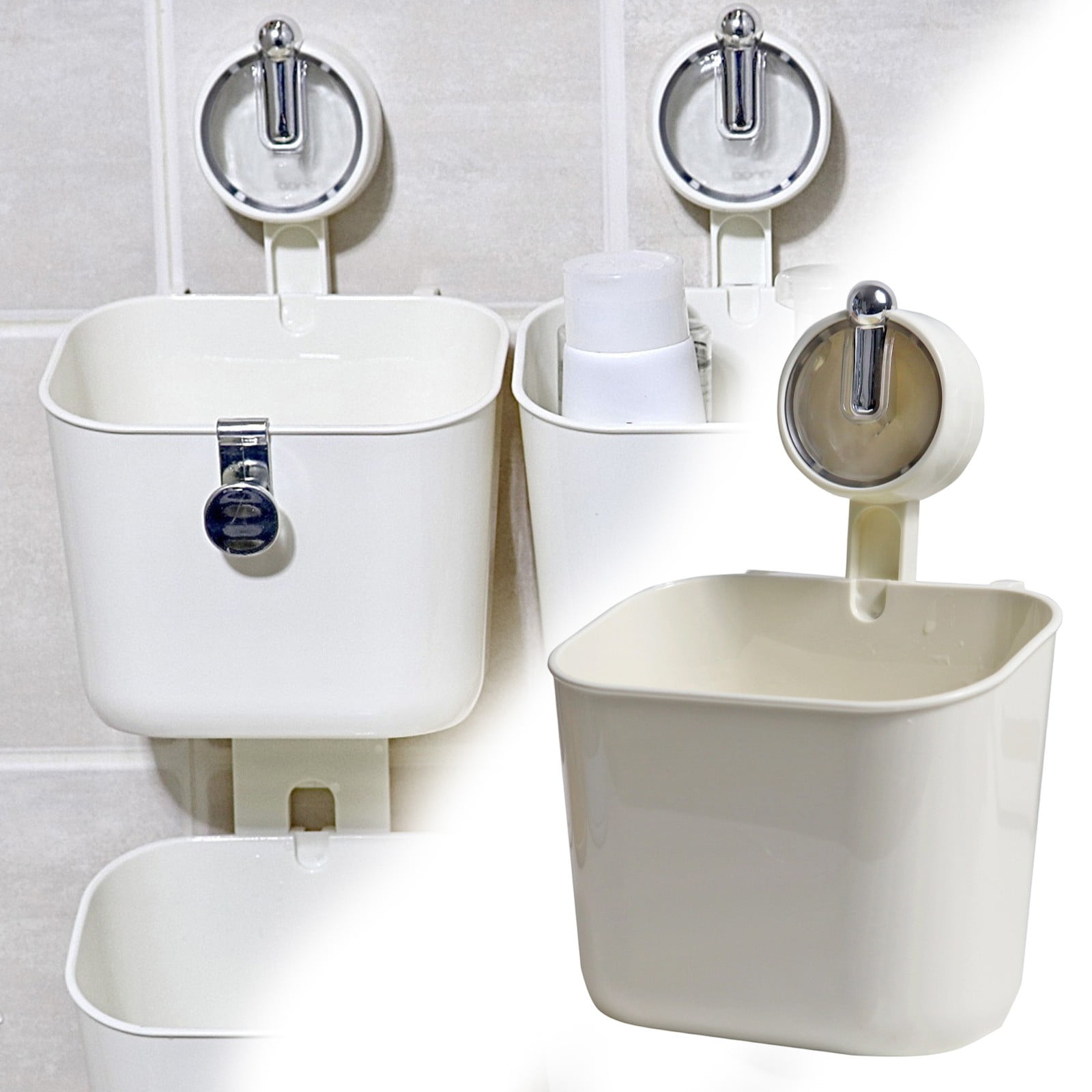 No Drill Bathroom Suction Storage Box Corrugated Suction Cup Storage ...