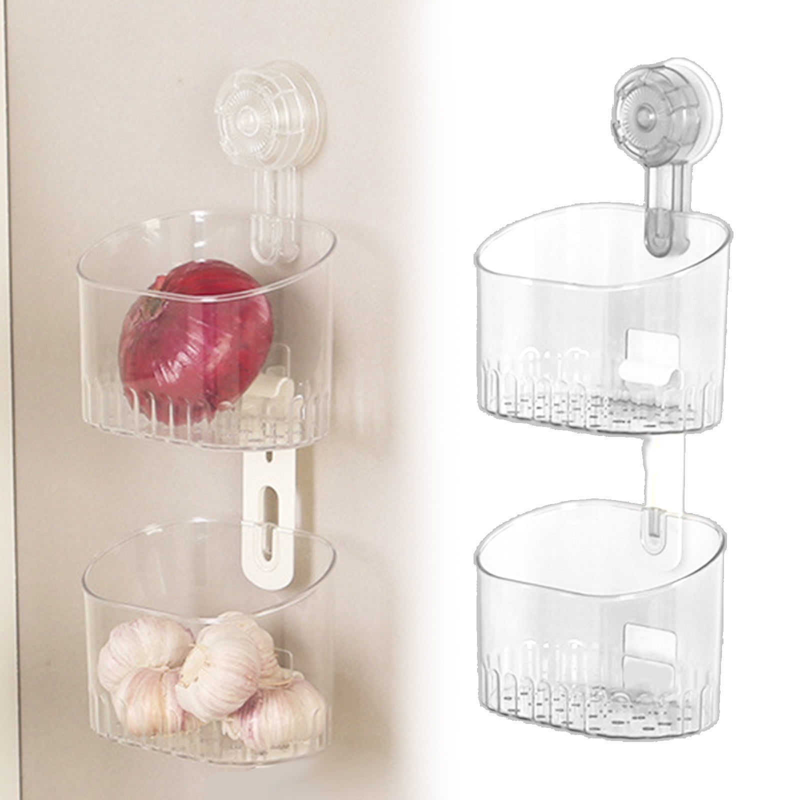 No Drill Bathroom Suction Storage Box Corrugated Suction Cup Storage ...