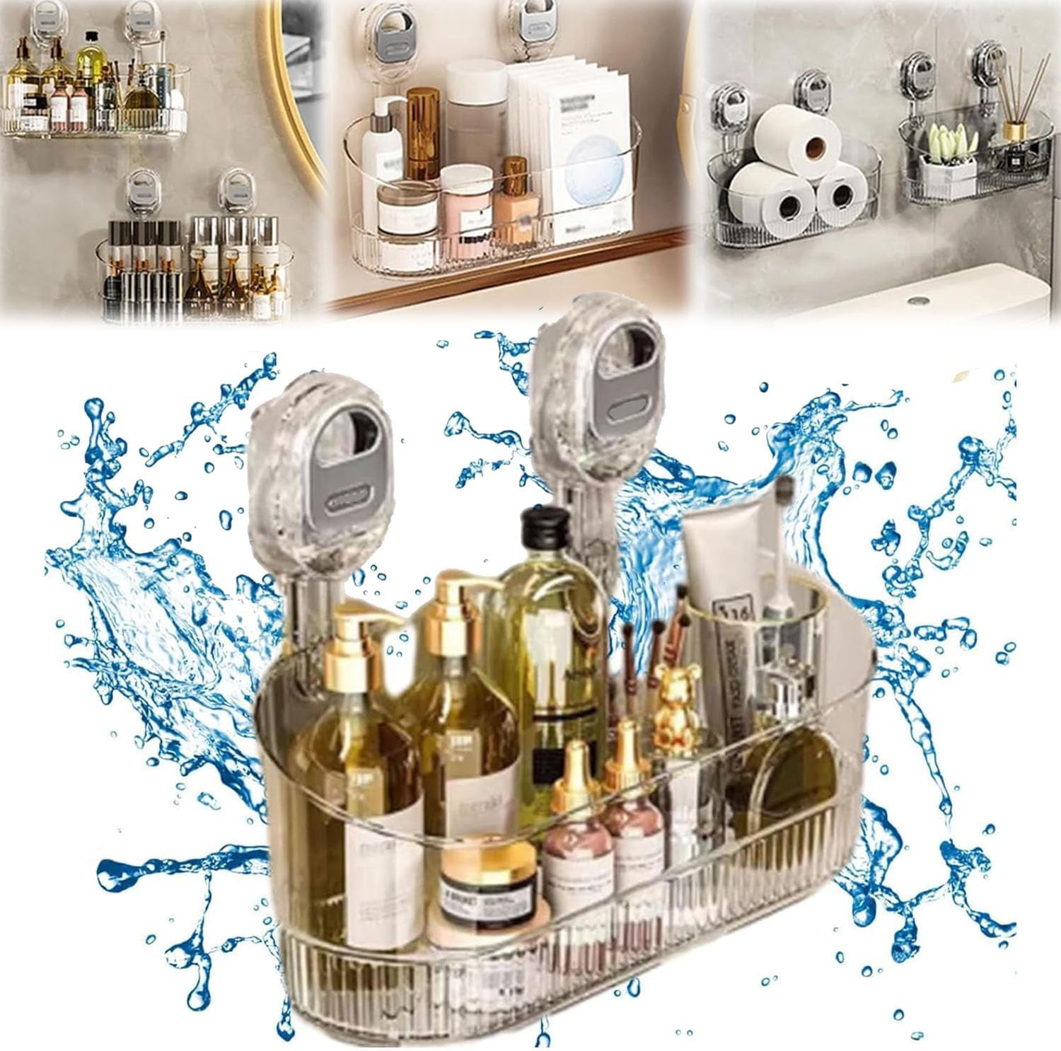 Drill Bathroom Suction Storage Box,Firmstaunch Corrugated Suction Cup ...